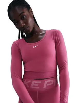 Nike Dri-fit Cropped Long-sleeve Top - Purple