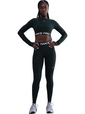 Nike Pro Mid-rise Mesh-paneled Leggings - Green