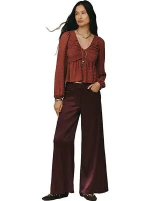 PILCRO The Adi Silky Mid-rise Flare Pants - Roasted Beet