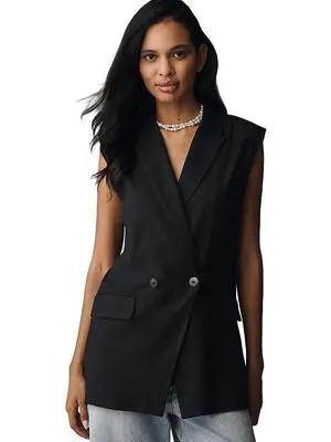 Maeve Double-breasted Blazer Vest - Black