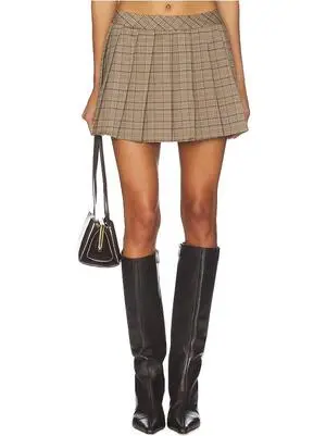 Majorelle Lara Mini Skirt - Brown Multi Plaid
