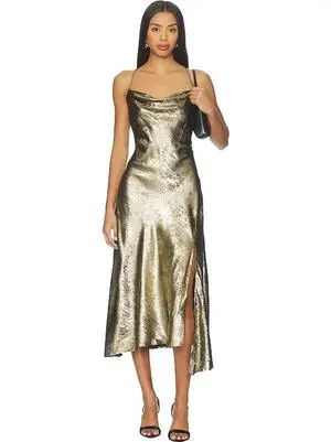 Astr The Label Gaia Draped Dress - Black Gold