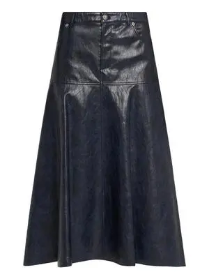 Kobi Halperin Rhea Circle-cut Faux Leather Midi Skirt - Navy