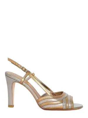 STUDIO CHOFAKIAN 75mm Mille Feuille Slingback Leather Sandals - Silver