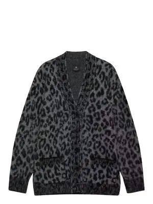 ANINE BING Leopard-pattern Button-up Cardigan - Black