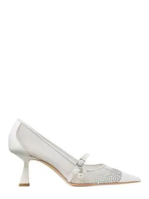 JIMMY CHOO 85mm Aren Crystal-embellished Mesh Pumps - White