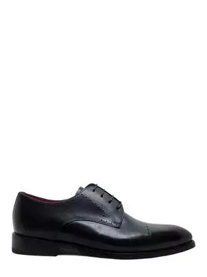 BARRETT Perforated Cap-toe Leather Derby Shoes - Black