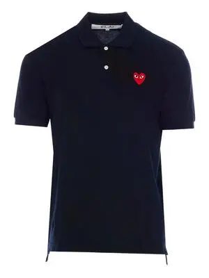 Play Comme Des Garcon Heart-patch Polo Shirt - Blue