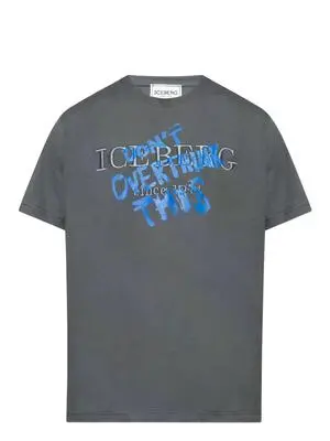 Iceberg Graffiti-print Logo-embroidered T-shirt - Grey