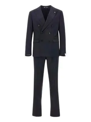 MANUEL RITZ Double-breasted Peak-lapels Suit - Blue