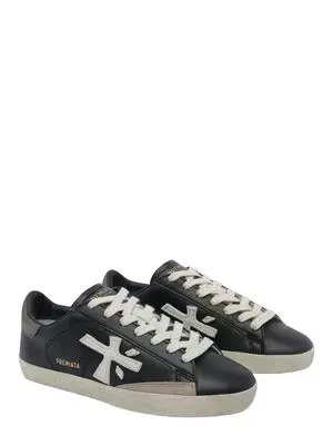 Premiata Logo-detail Round-toe Sneakers - Black