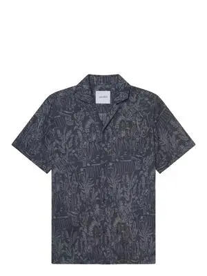 LES DEUX Revere-collar Print Shirt - Grey