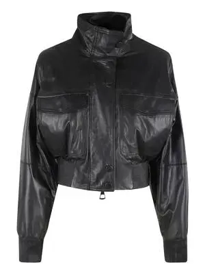 Marella Button Lambskin Jacket - Black