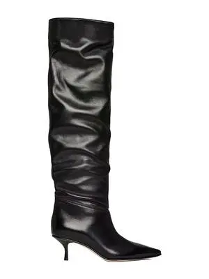 SCAROSSO Barbara Pointed-toe Ruched Boots - Black