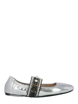 Pinko Pearl-embellished Buckle Ballet Flats - Grey