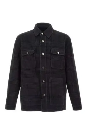 PAOLO PECORA Micro-check Four-pocket Jacket - Black