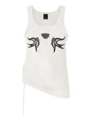Pinko Crocchetta Gathered Tank Top - White