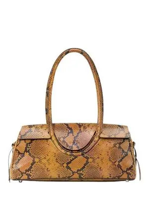 Staud Maude Snake-print Shoulder Bag - Orange