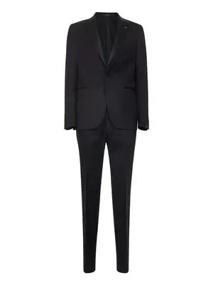 Tagliatore Satin-peak Lapels Suit - Blue
