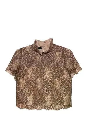 Shiatzy Chen Scape-of-curve Lace-print Top - Brown