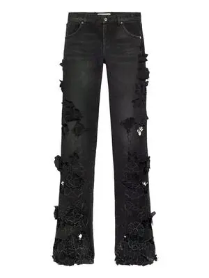 Blumarine Floral-embellished Jeans - Black