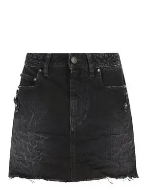 Balenciaga Frayed Denim Skirt - Black