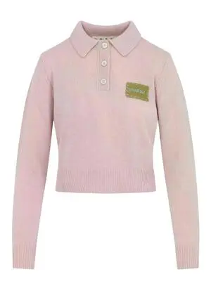 Marni Button Logo-appliqué Polo Top - Pink