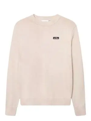 LES DEUX Gary Logo-patch Crew-neck Knitwear - Neutrals