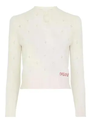 Chloé Pointelle Embroidered Sweater - Neutrals