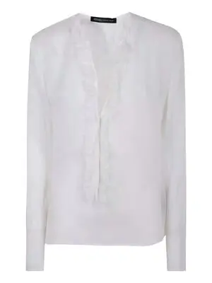 IBRIGU Ruffle-detail Silk Shirt - White