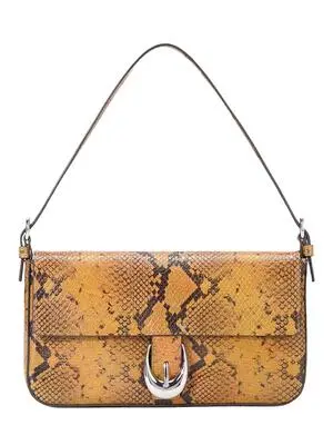 Staud Harlow Snake-print Shoulder Bag - Orange