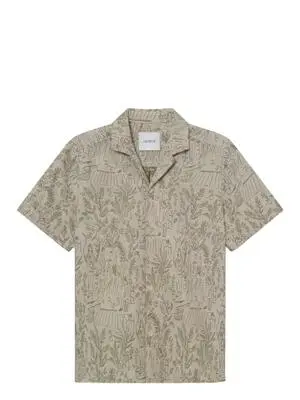 LES DEUX Revere-collar Graphic-print Shirt - Green