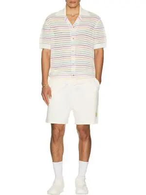 Casablanca Crochet Polo In White - Multi