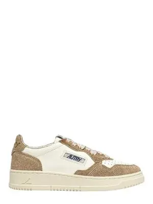 AUTRY Medalist Leather Low Glitter Sneakers - Marshmallow/sand