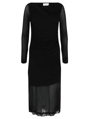 FERRAGAMO Ruched Long Sleeve Mini Dress - Black