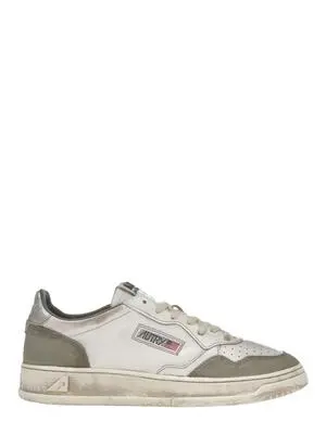 AUTRY Medalist Low Super Vintage Sneakers - White/silver/lizard