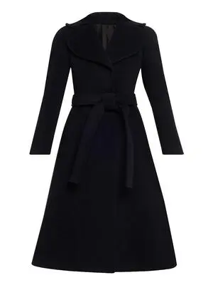 Alaïa Cinched Duffle Wool Coat - Marine