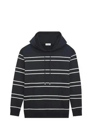 Saint Laurent Striped Cotton Hoodie - Black/white