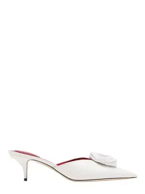 Valentino Garavani Drip Rose Leather Heeled Mules - White