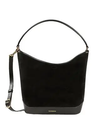 Sandro Soft Suede Shopping Bag - Black
