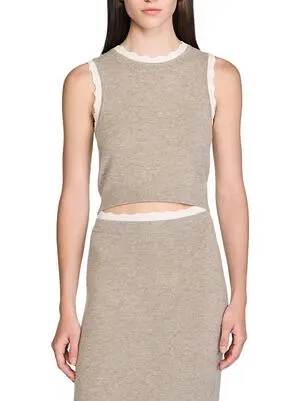 Sandro Sleeveless Knit Sweater - Caramel