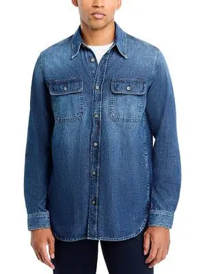 BOSS X Beckham Denim Regular Fit Button Down Shirt - Medium Blue