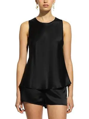 Ginia Pure Silk Singlet - Black