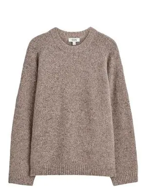 Cos Oversized Alpaca-blend Crew-neck Sweater - Brown
