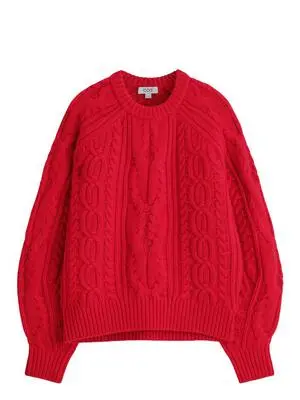 Cos Cable-Knit Wool-Cashmere Sweater Red