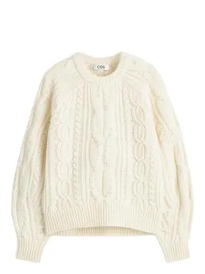 Cos Cable-Knit Wool-Cashmere Sweater White