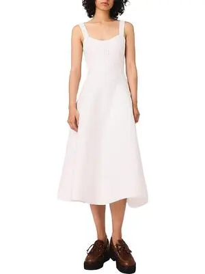 Maje Rorsya Pointelle Knit Midi Dress - White
