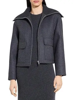 Theory Cozy Collar Jacket - New Charcoal Melange