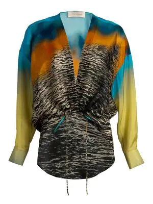 Silvia Tcherassi Silvia Tcherassi Merida Printed Silk Blend Top Multi