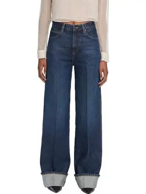FRAME The Cuffed Wide Leg Jeans - Spencer